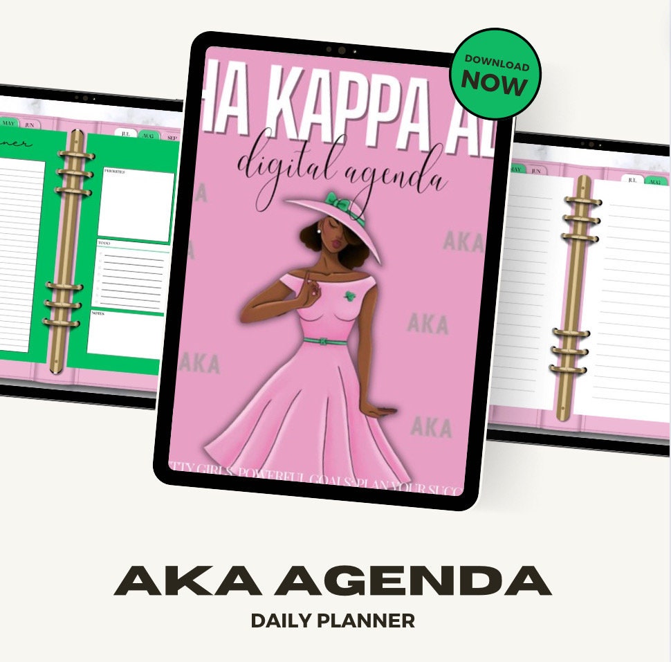 Alpha Kappa Alpha Digital Agenda Daily Planner, Calendar, Tracker - Etsy