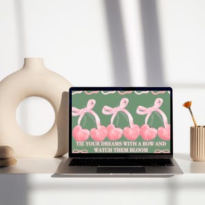 Coquette Cherry Desktop Wallpaper | Coquette Pink Bow Wallpaper ...