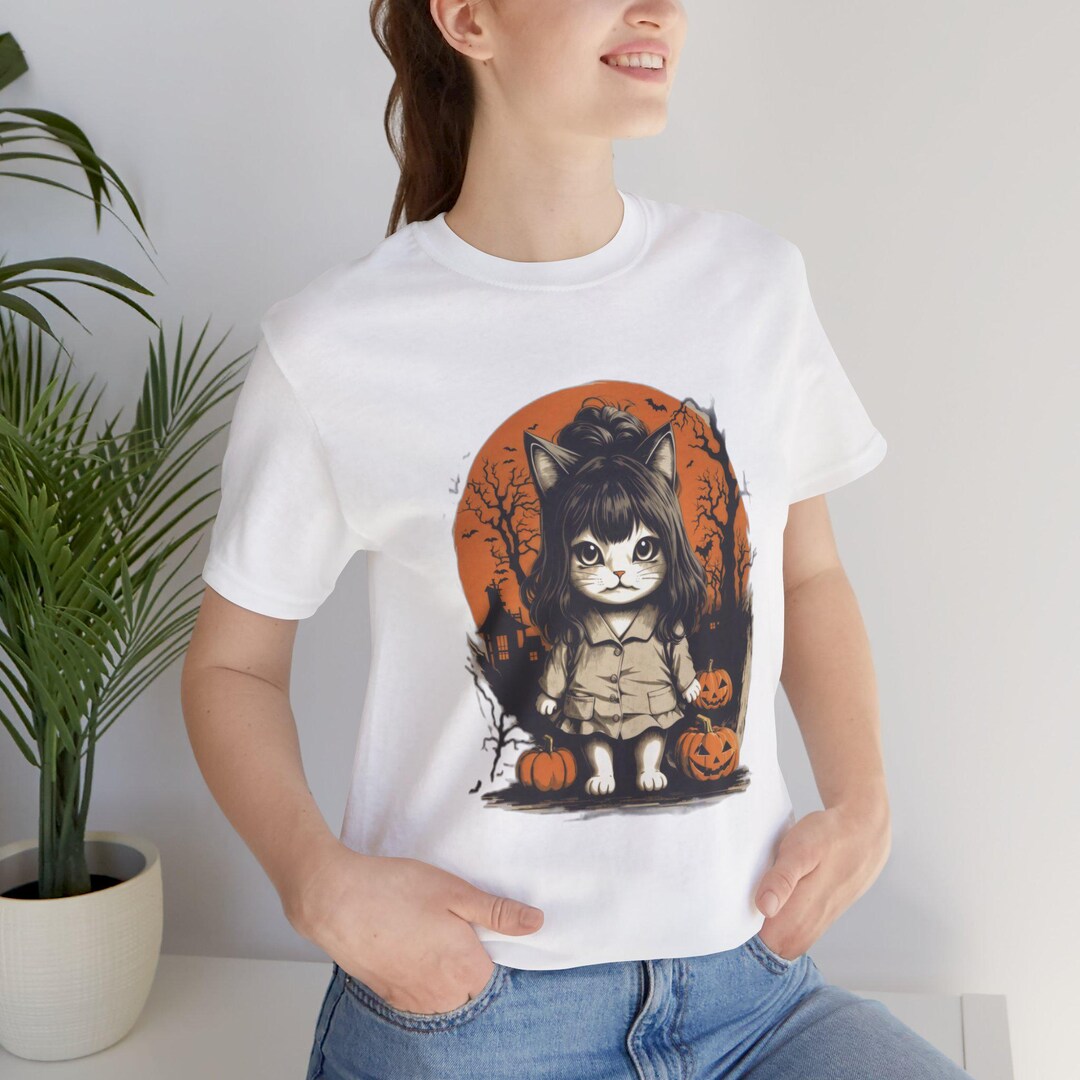 Cute Cat Sadako, Cute Halloween, Unisex Jersey Short Sleeve Tee - Etsy