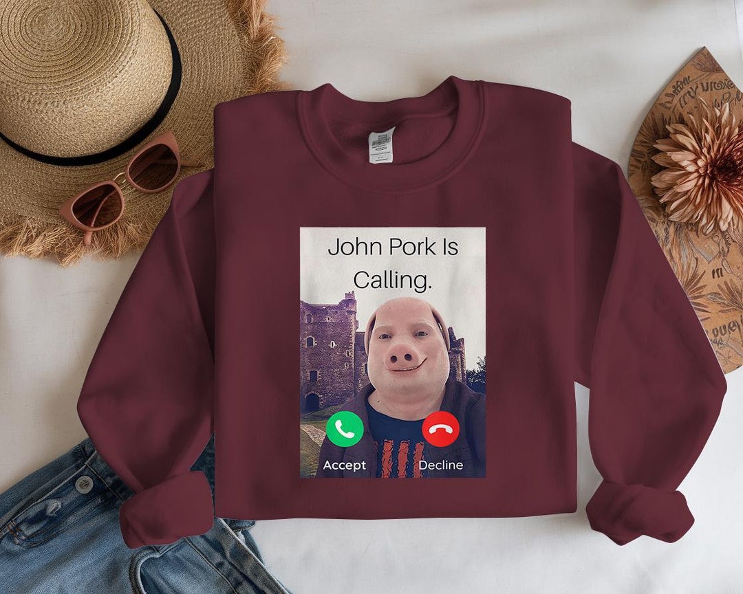 John Pork is Calling Funy Answer Call Phone Shirt, Funny Pig Lover Tee ...