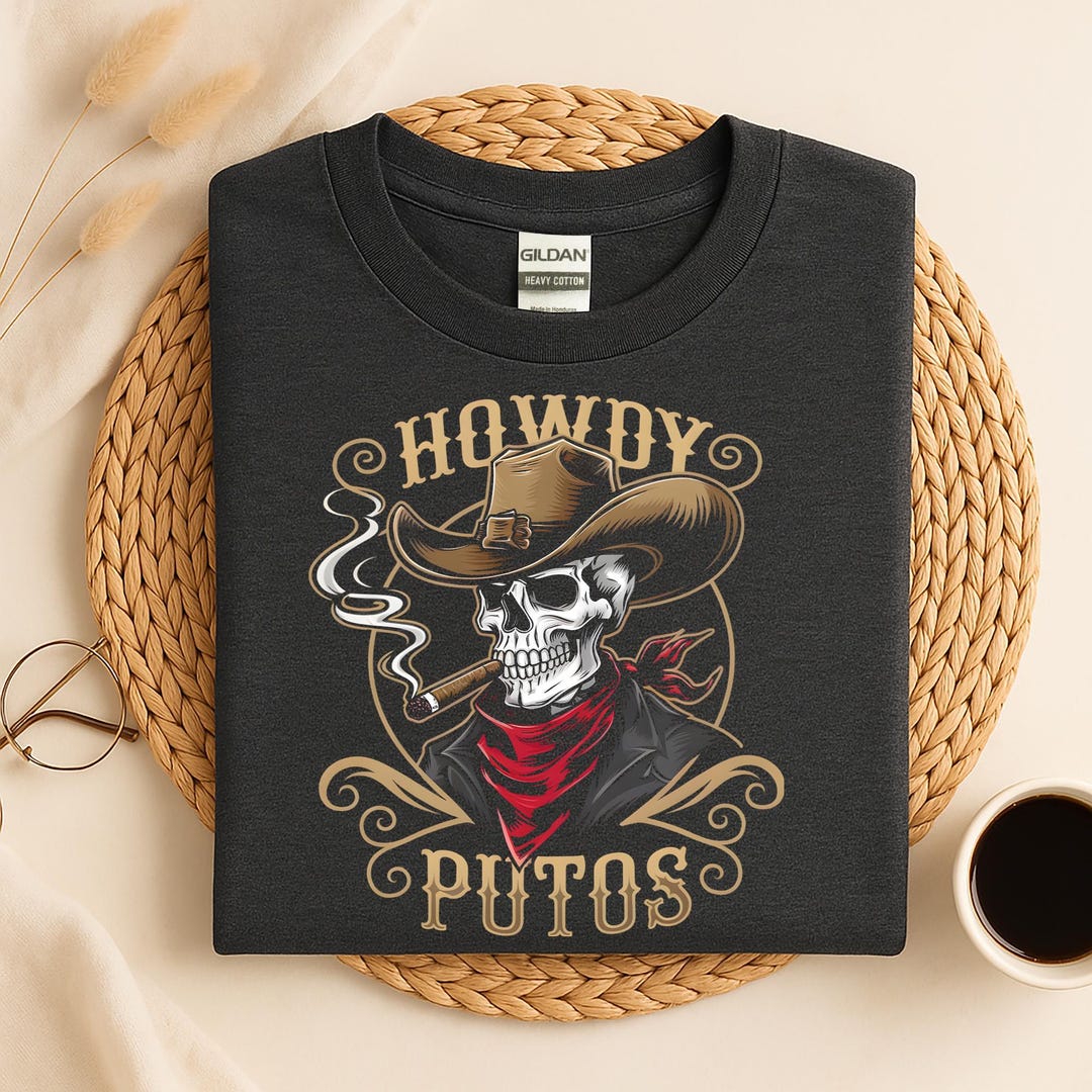 Howdy Putos Skeleton Shirt, Vintage Western, Funny Skeleton Country ...