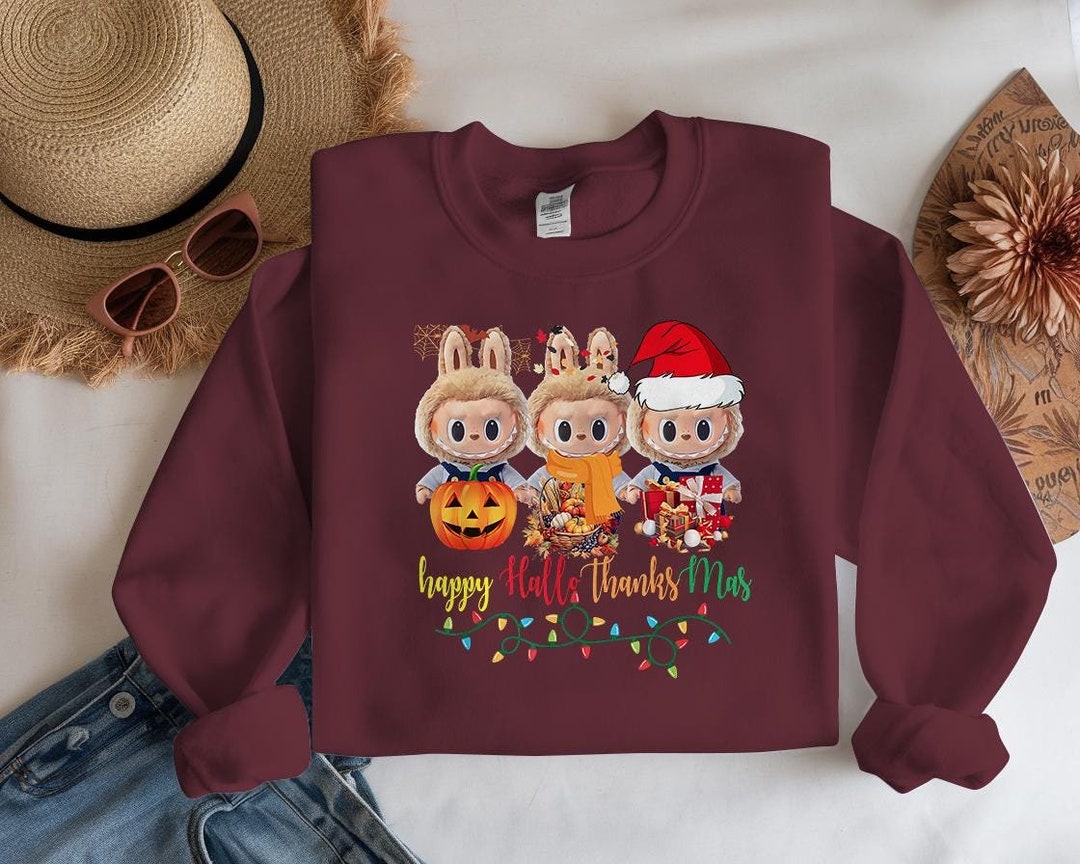 Happy Hallothanksmas Labubu T-shirt, Labubu Christmas Gift, Labubu ...