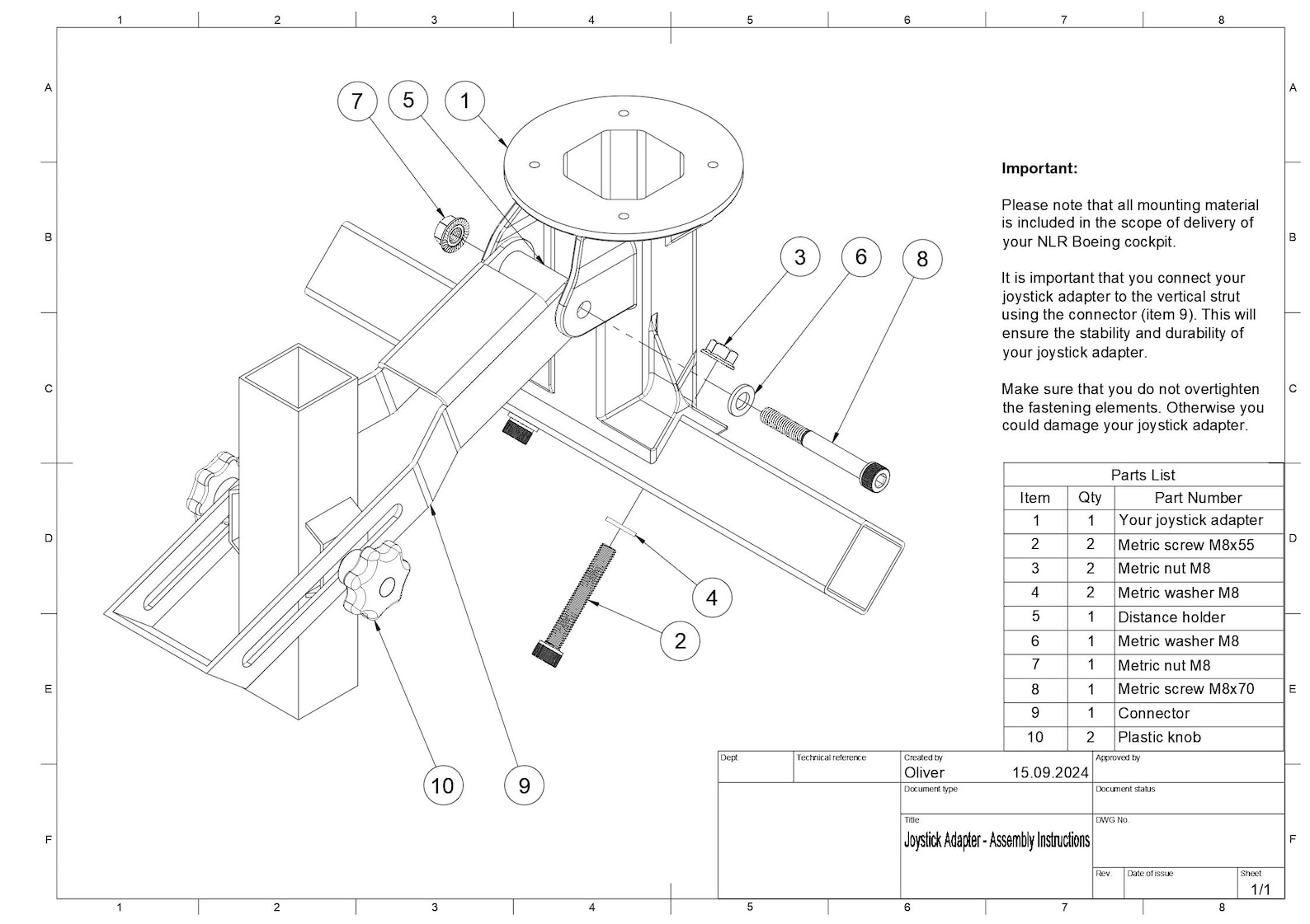 VKB Gunfighter With 200mm Extension - Joystick Adapter for Next Level ...