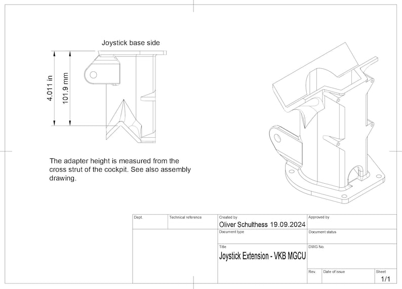 VKB Gunfighter Joystick Adapter for Next Level Racing Cockpit, 100mm ...
