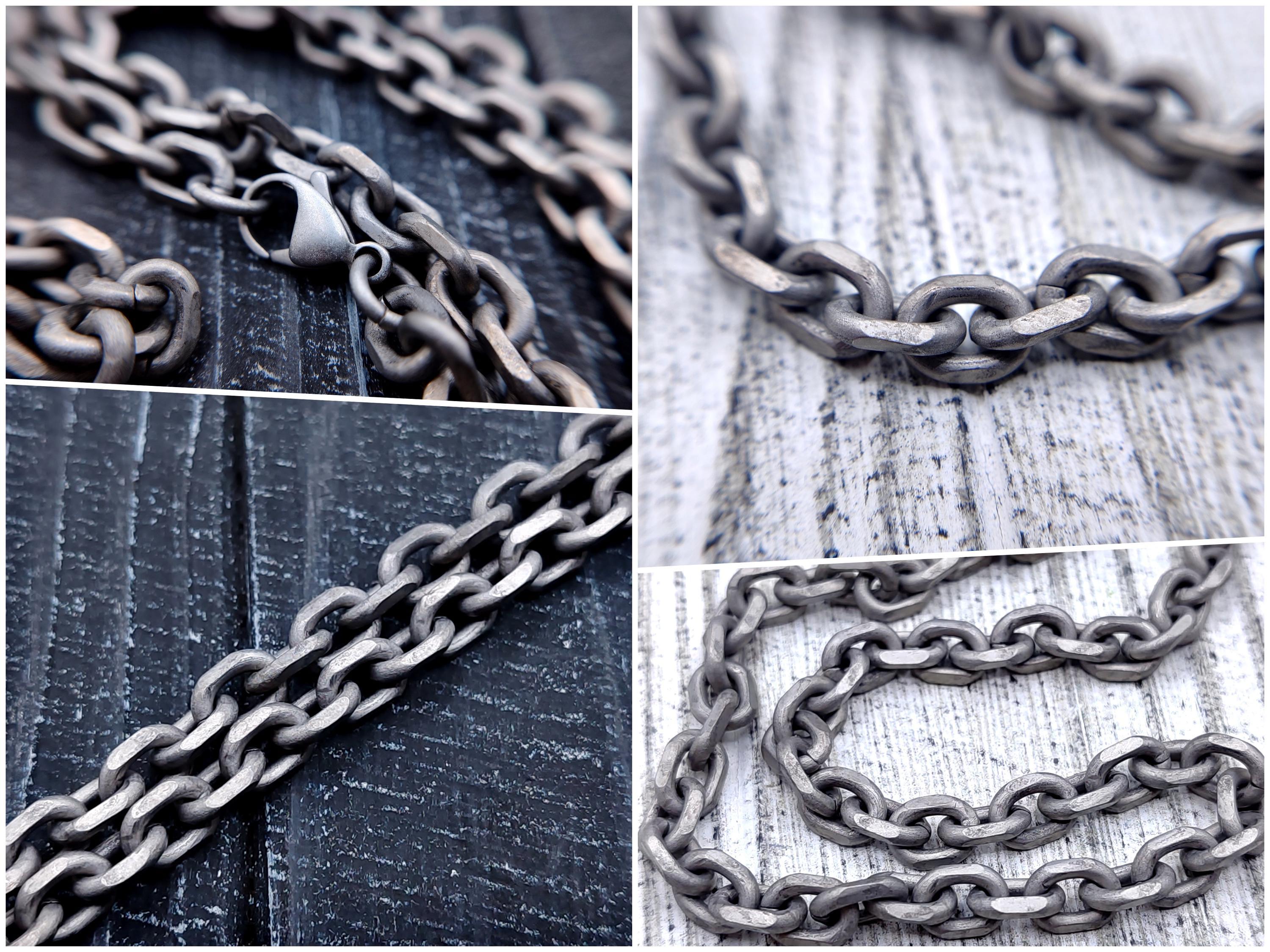 Gray Matte Titanium Anchor Chain - Industrial Brutalist Necklace in ...