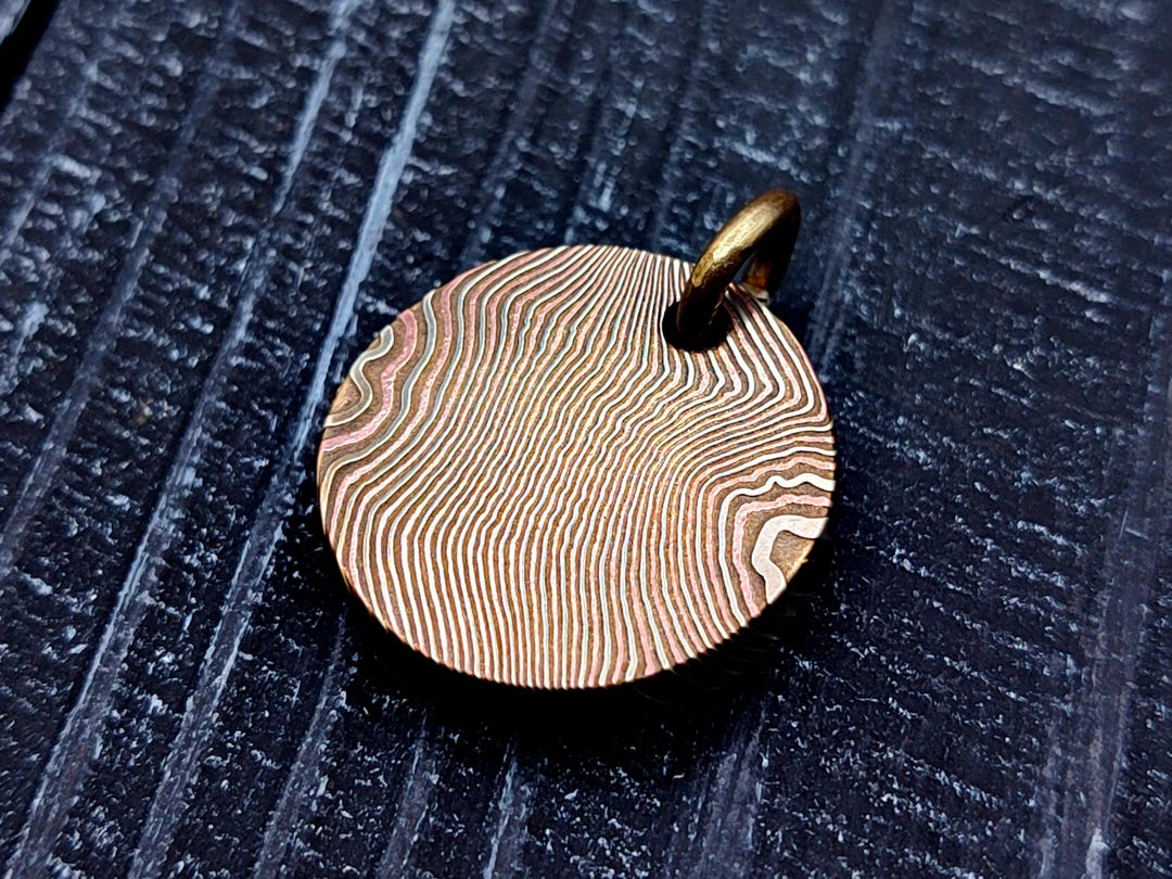 Mokume Gane Disc Pendant – A Woodgrain Metal Masterpiece, Geniune ...