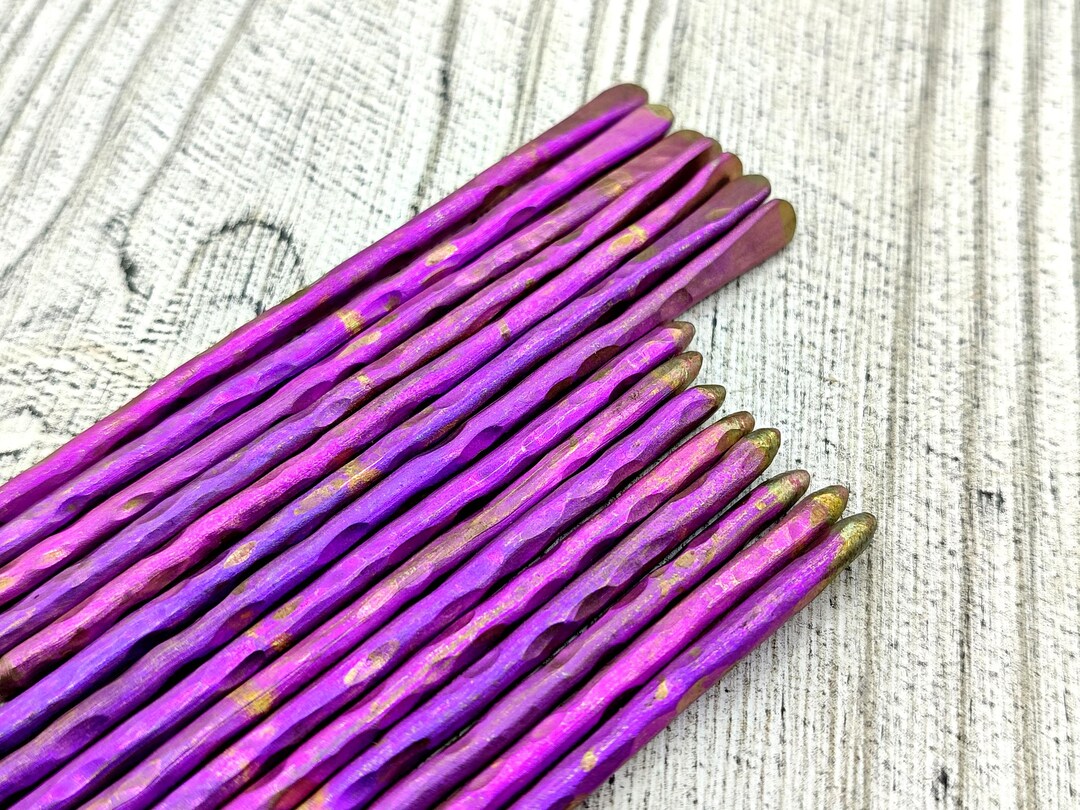 Purple Titanium Hair Stick, Hair Bun Holder, Forged Hair Pin Accessory ...