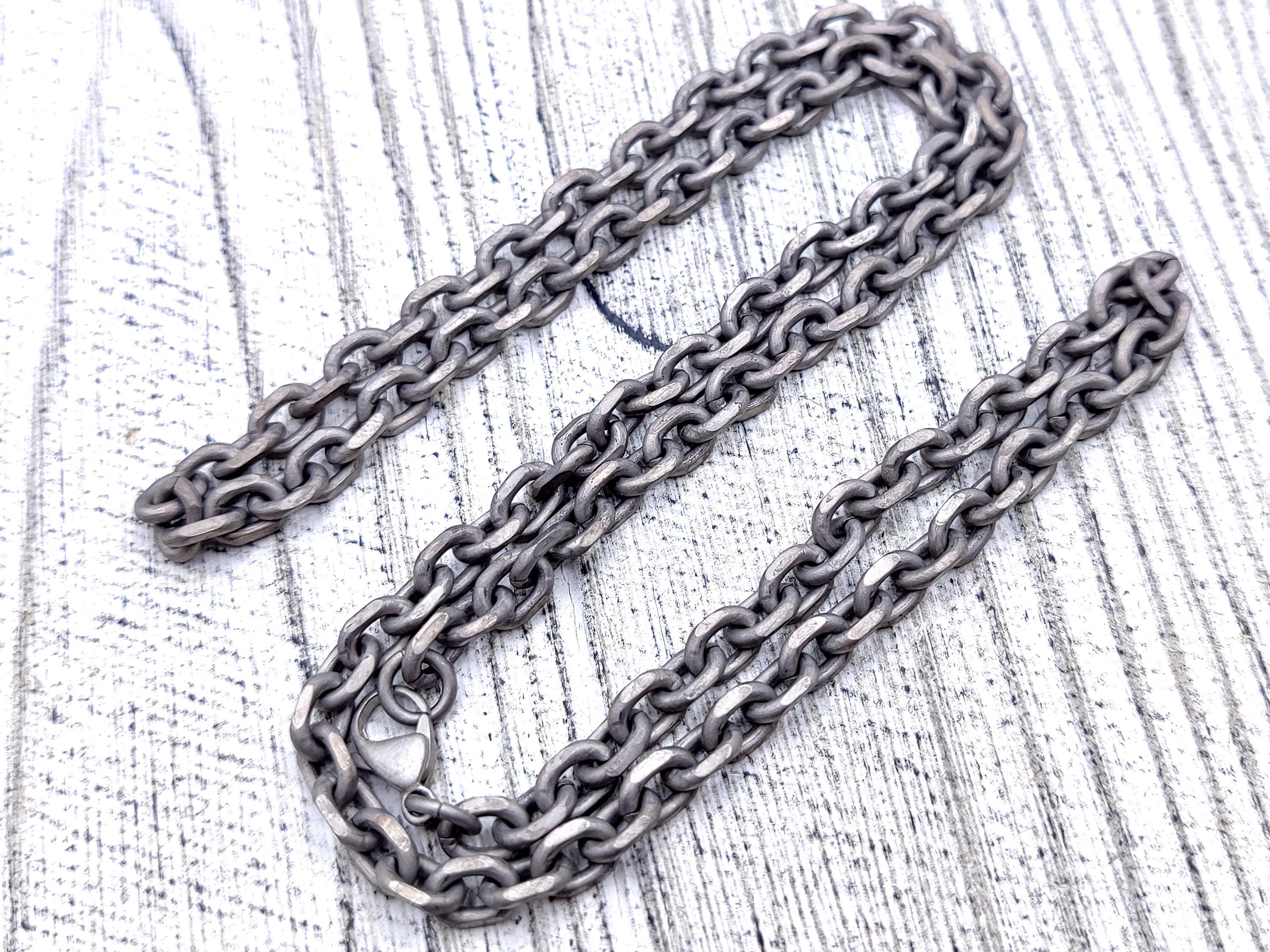 Gray Matte Titanium Anchor Chain - Industrial Brutalist Necklace in ...