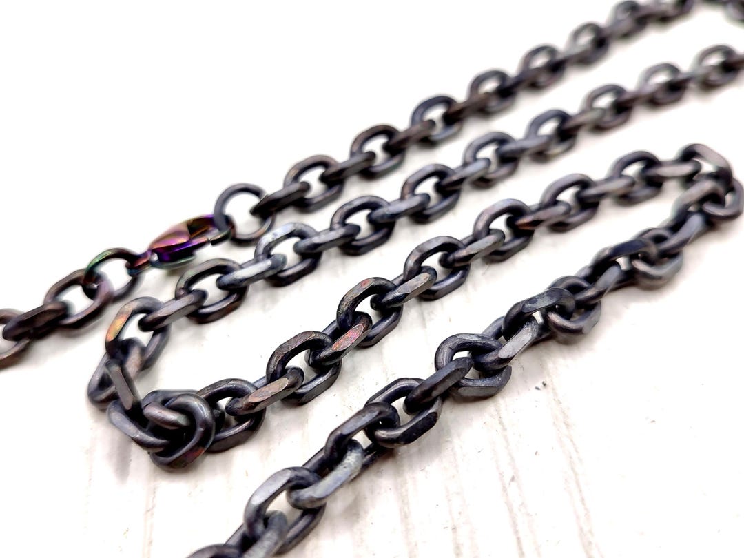 Black Titanium Anchor Chain Necklace - Industrial Brutalist Design Gray ...