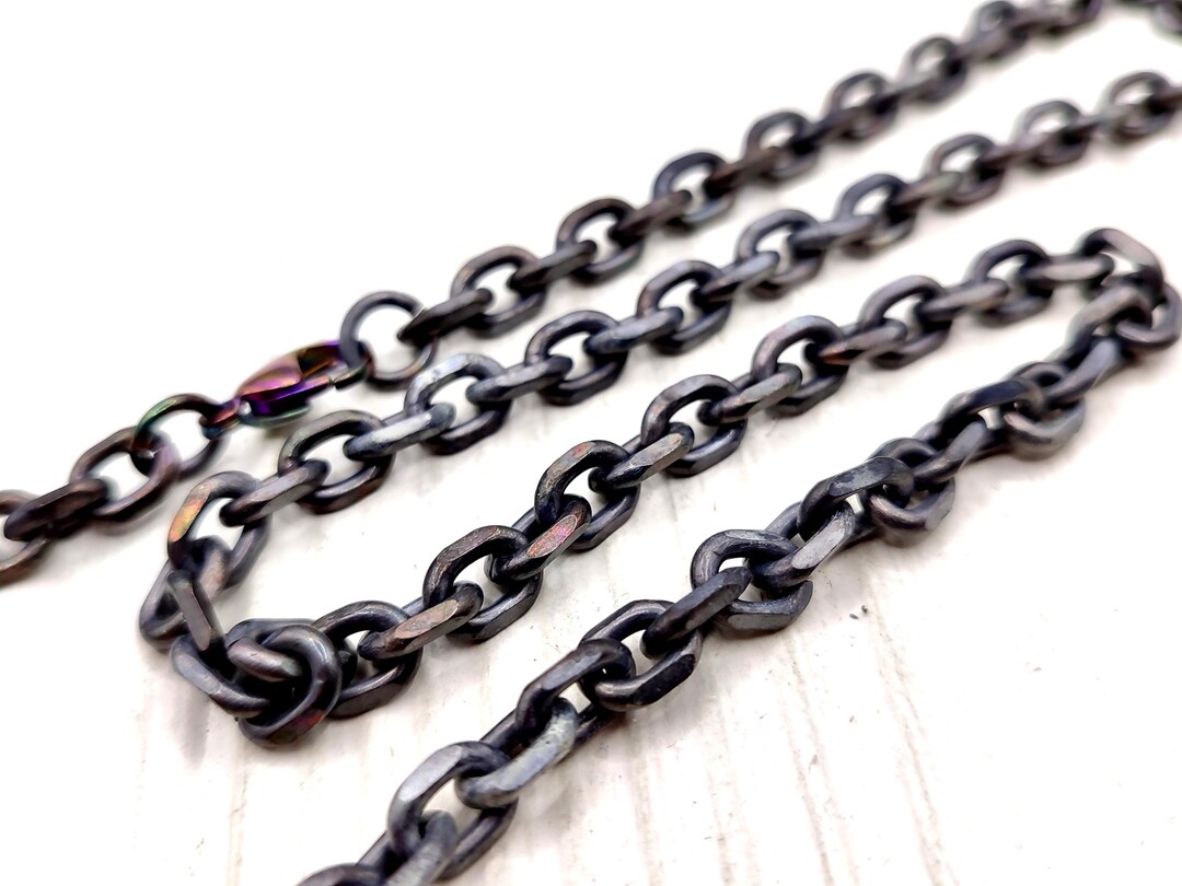 Black Titanium Anchor Chain Necklace - Industrial Brutalist Design Gray ...