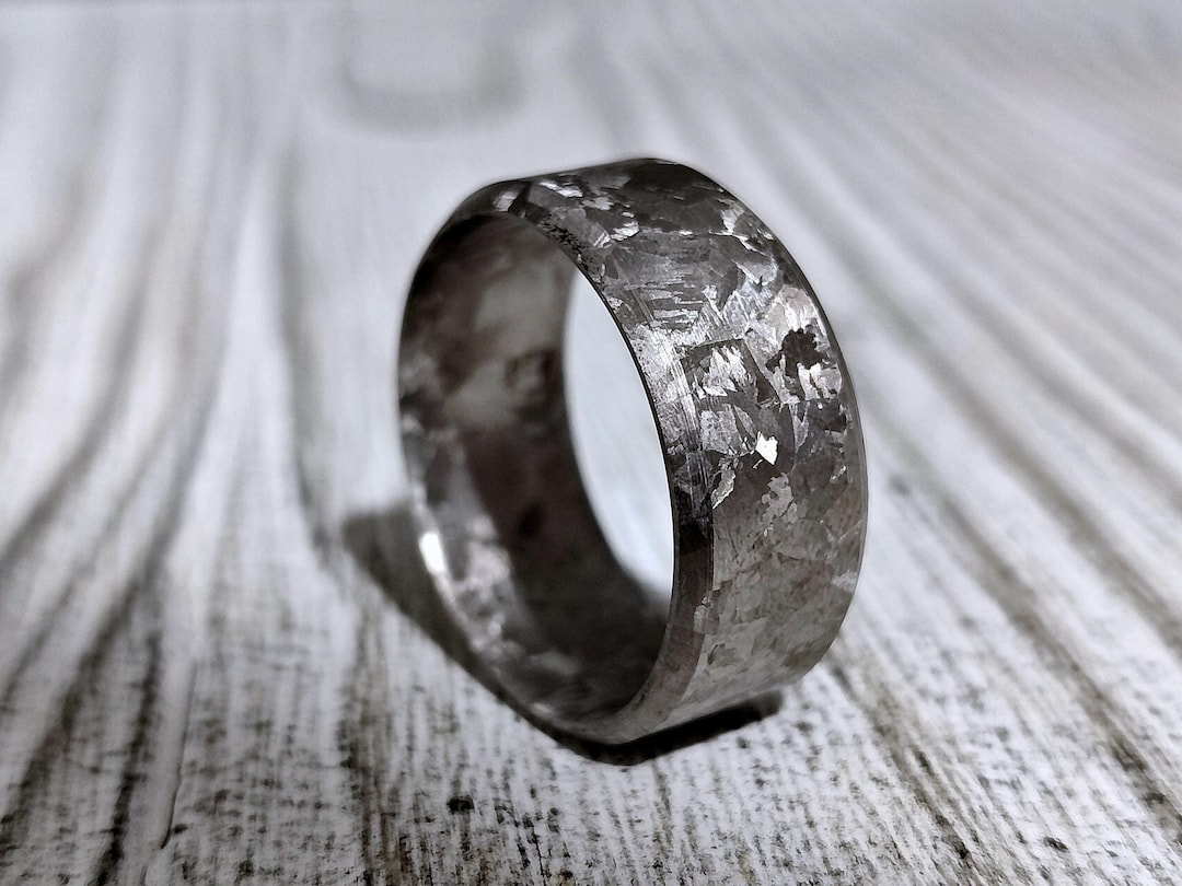 Silver Crystallized Titanium Wedding Ring, Raw Crystalized Titanium ...