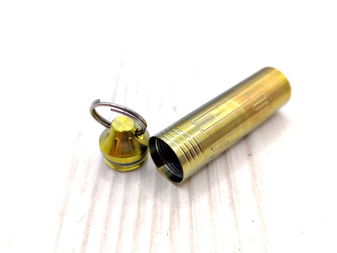 Futuristic Golden Titanium Capsule Keychain Golden EDC Pill Storage or ...
