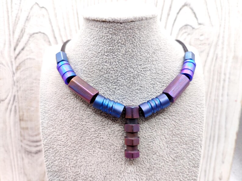 Titanium Hex Necklace - Colorful Rainbow Festival Jewelry Long ...