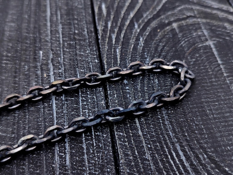 Black Titanium Anchor Chain Necklace - Industrial Brutalist Design Gray ...