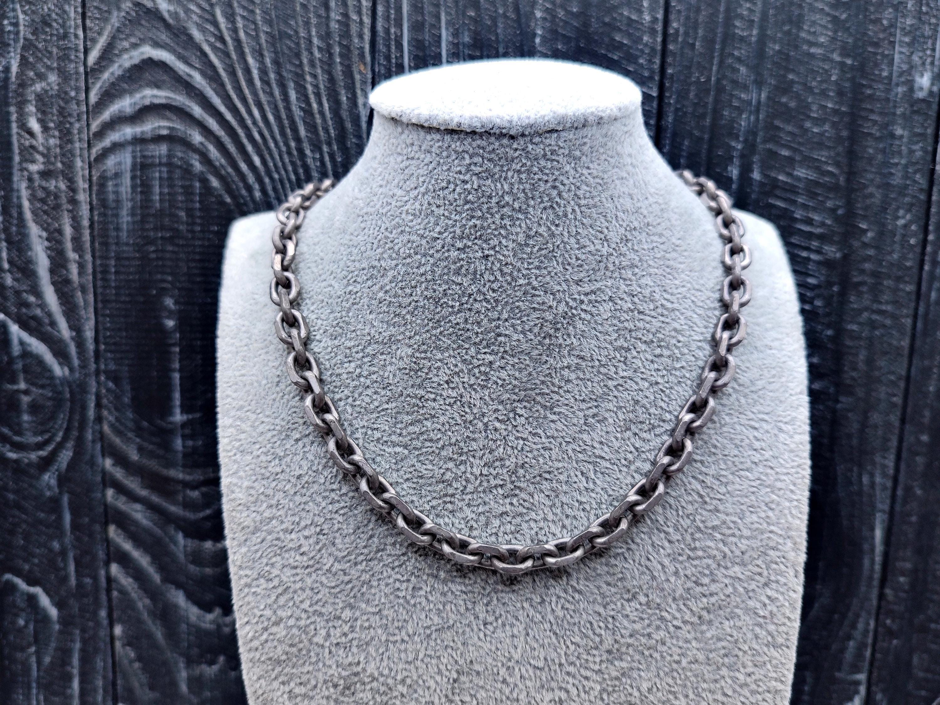Gray Matte Titanium Anchor Chain - Industrial Brutalist Necklace in ...