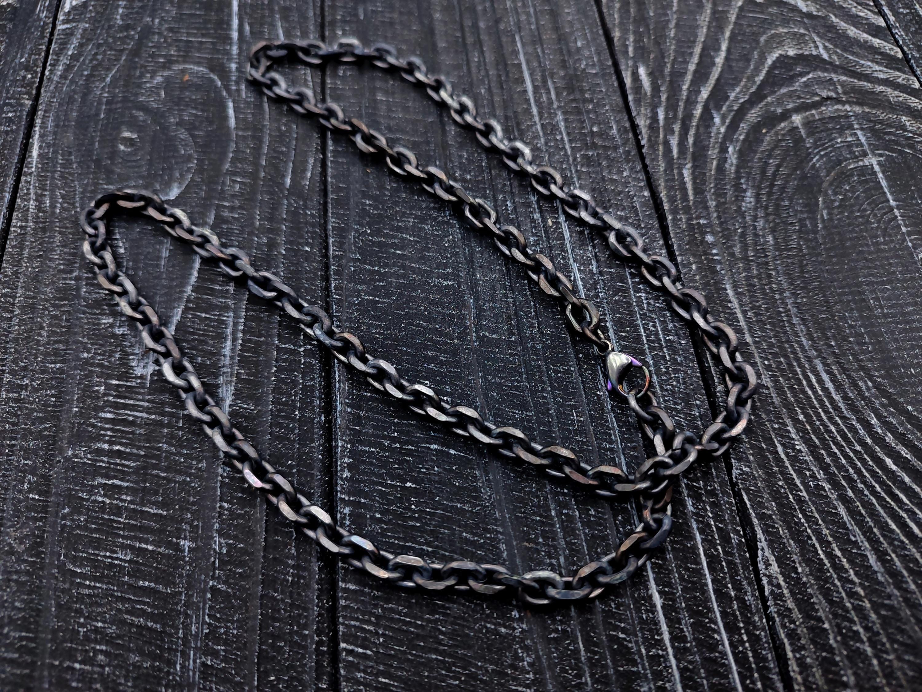 Black Titanium Anchor Chain Necklace - Industrial Brutalist Design Gray ...