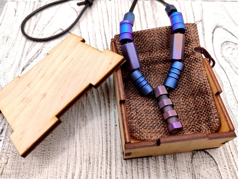 Titanium Hex Necklace - Colorful Rainbow Festival Jewelry Long ...