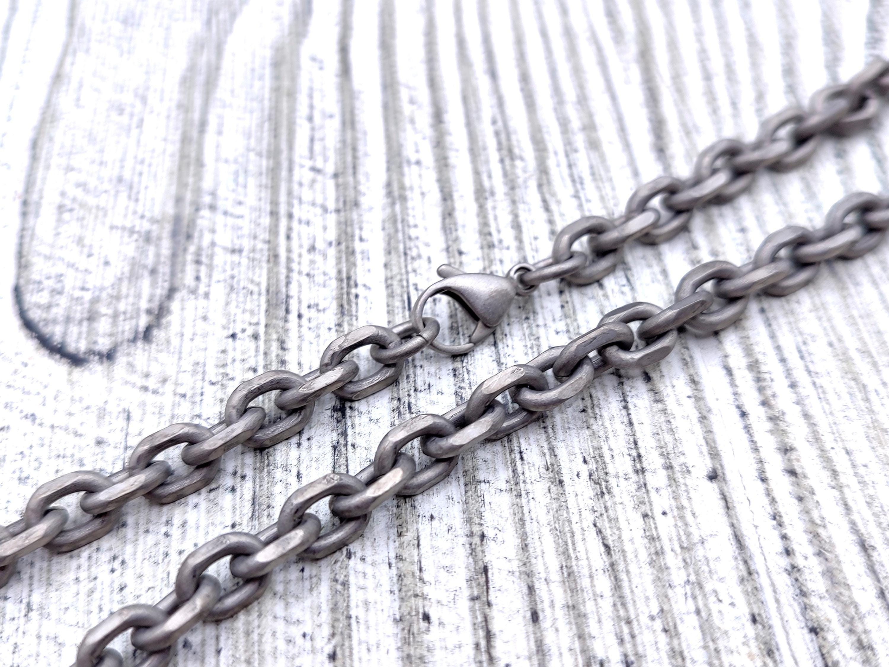 Gray Matte Titanium Anchor Chain - Industrial Brutalist Necklace in ...