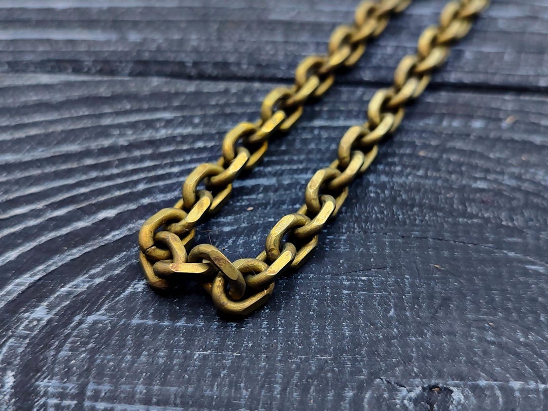 Matte Gold Titanium Anchor Chain Necklace - 27 Inch Industrial Design ...