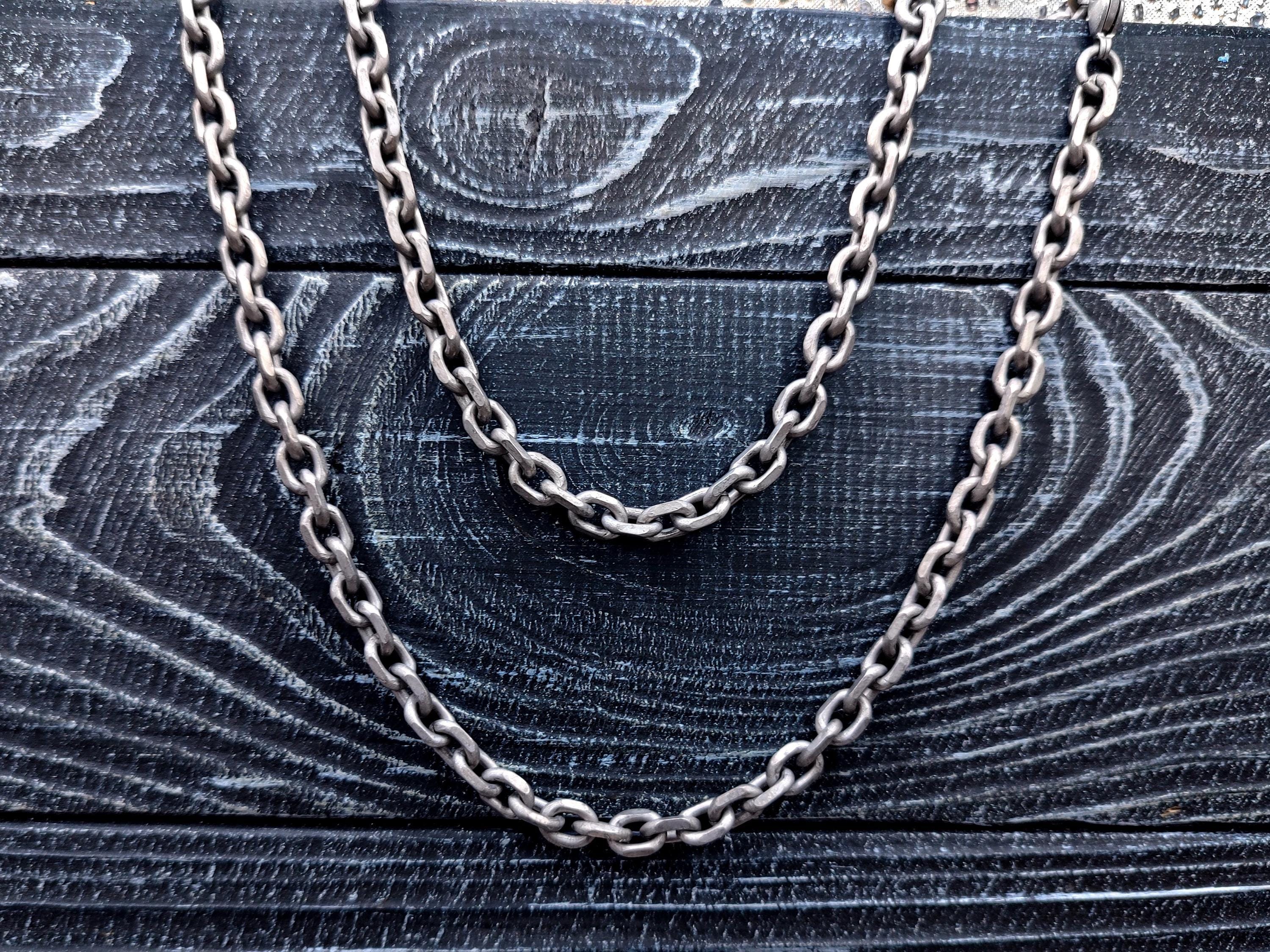 Gray Matte Titanium Anchor Chain - Industrial Brutalist Necklace in ...