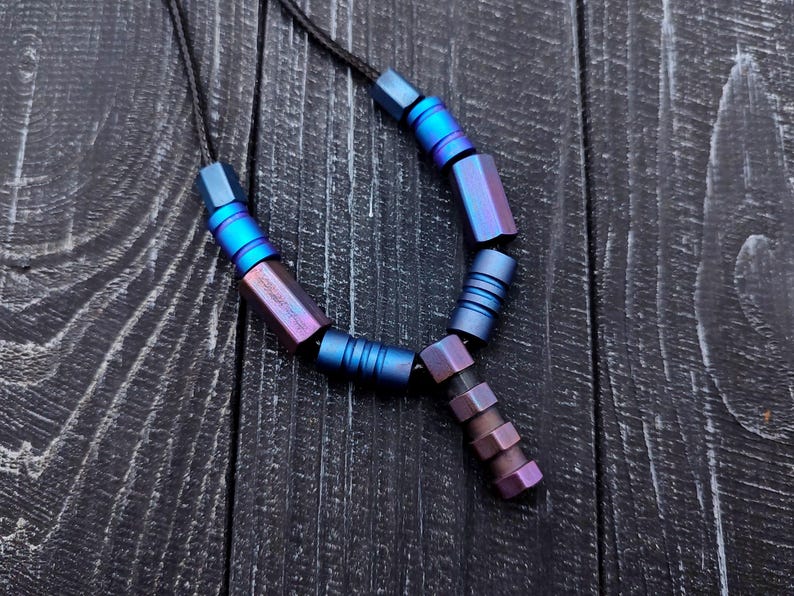 Titanium Hex Necklace - Colorful Rainbow Festival Jewelry Long ...