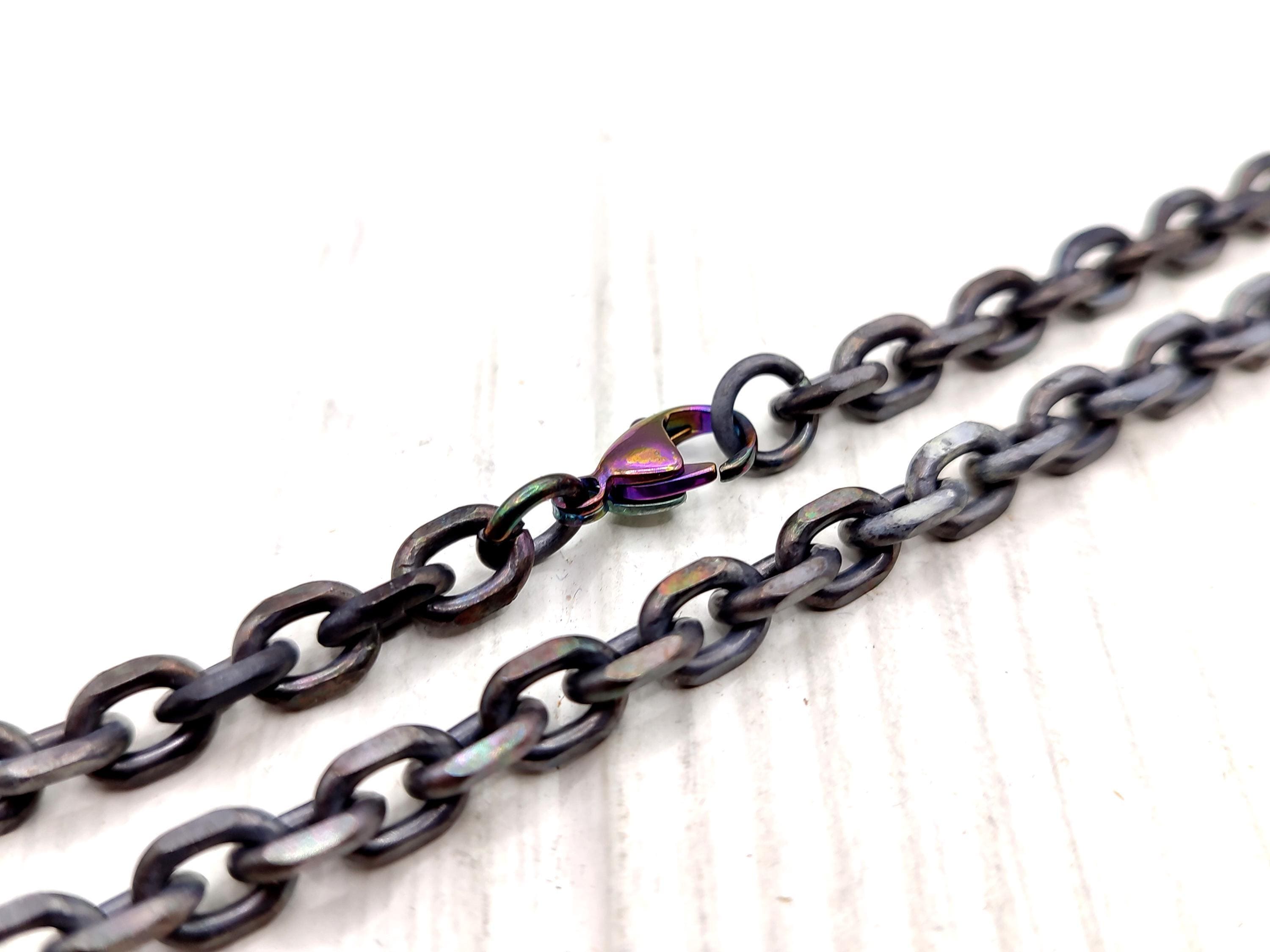 Black Titanium Anchor Chain Necklace - Industrial Brutalist Design Gray ...