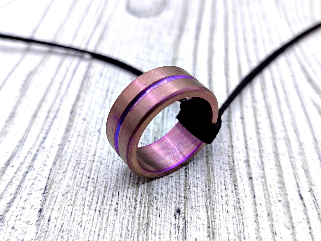 Purple Titanium Circle Pendant With Groove - Pinkish EDC Unisex ...