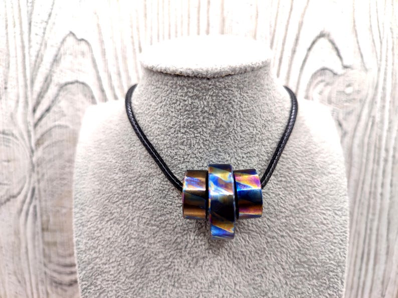 Rainbow Titanium 3 Discs Pendant-simple EDC Necklace,blue Titanium ...