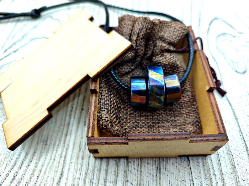 Rainbow Titanium 3 Discs Pendant-simple EDC Necklace,blue Titanium ...