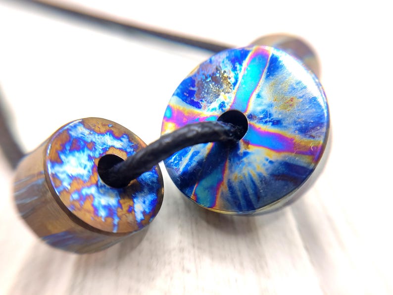 Rainbow Titanium 3 Discs Pendant-simple EDC Necklace,blue Titanium ...