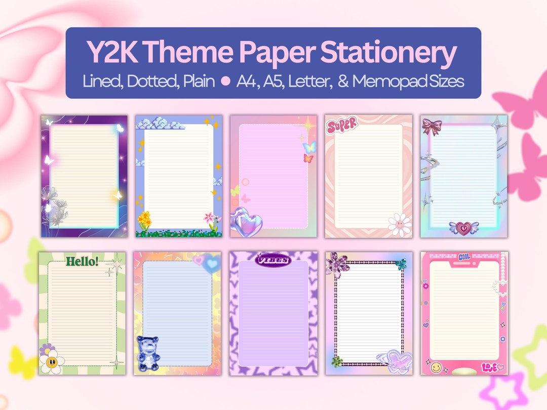 Y2K Paper Stationery Printables Digital Bundle for Journaling ...