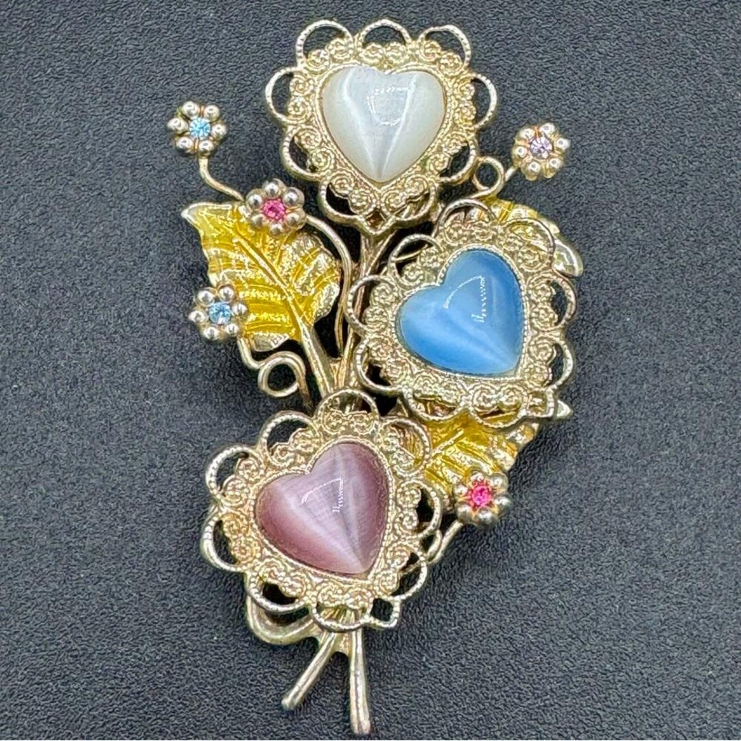 Vintage KC Kenneth Cole Signed Heart Brooch in a Bouquet Shape - Etsy