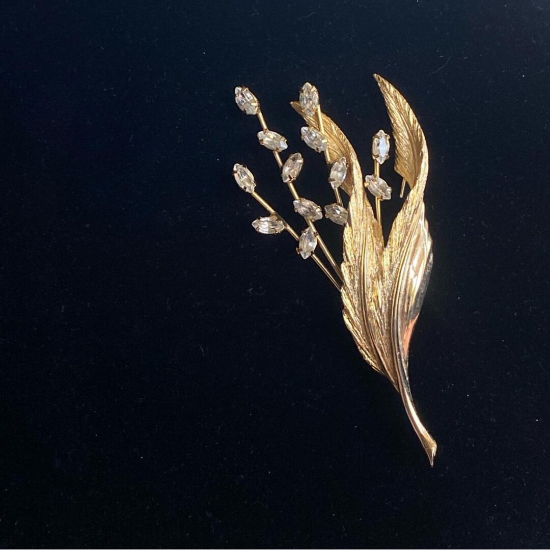 Rare Vintage Kramer Gold Plated Rhinestone Wheat Floral Brooch - Etsy