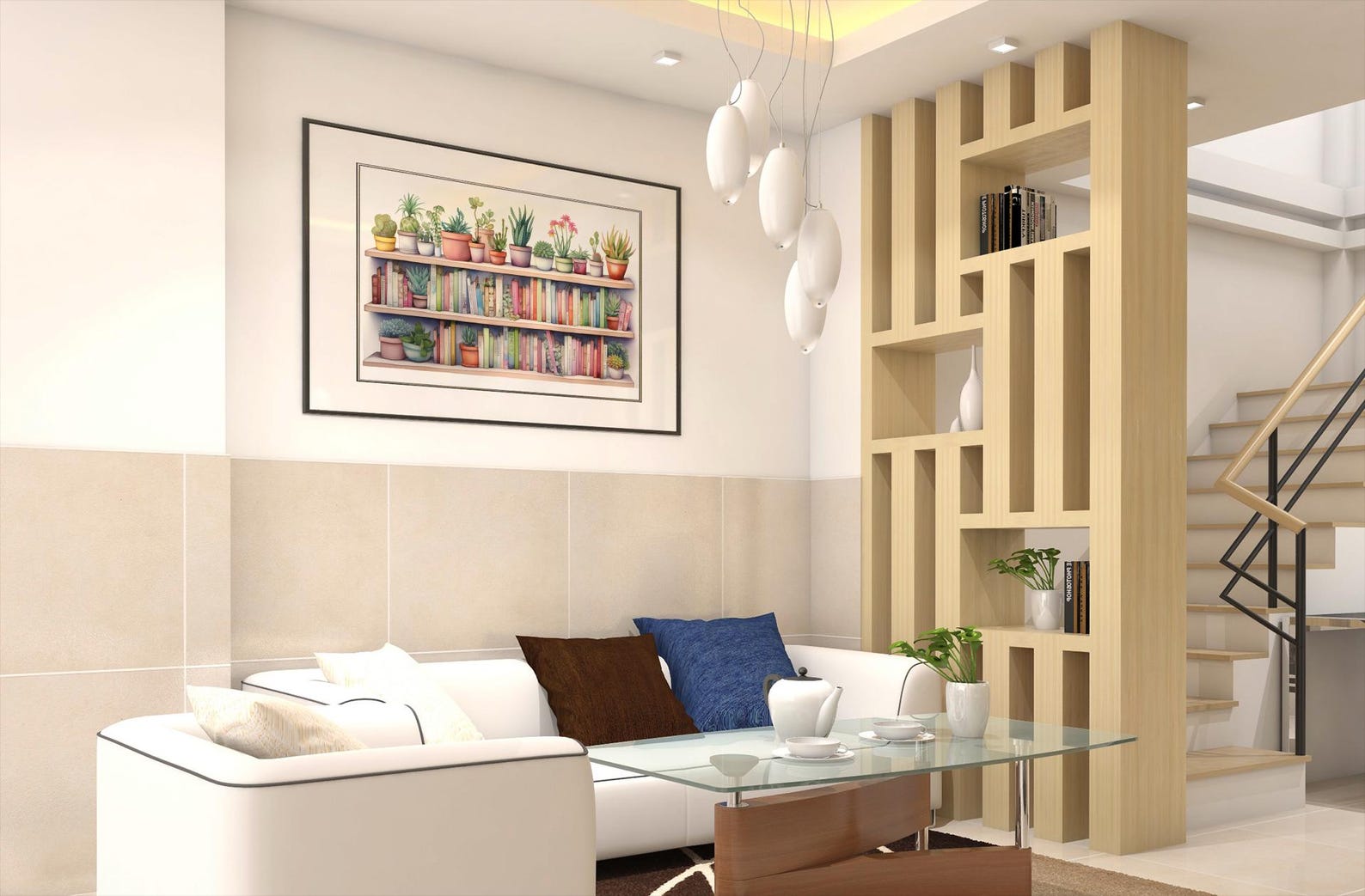 Books and Plants Digital Print, Watercolor Rendering, Digital Download ...