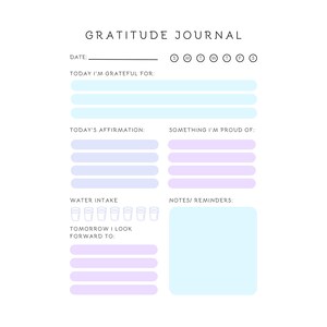 Gratitude Journal Digital Page, Periwinkle, Sky Blue, Lilac, PDF, Image ...