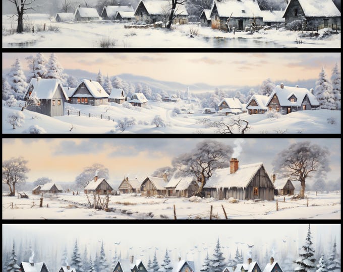 Set of 4 Winter Scenes PNG Images, Great for Etsy Big Banners, Great ...
