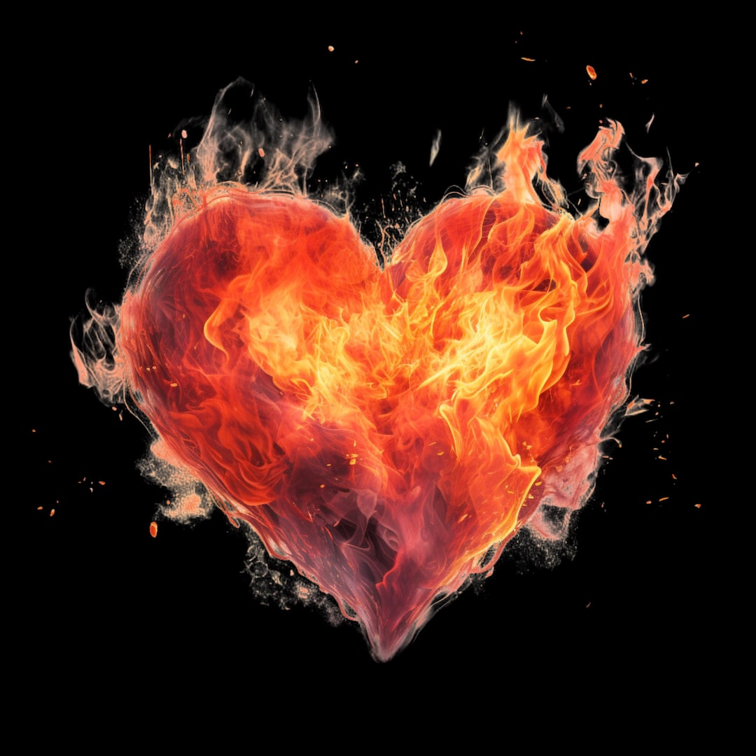 Heart on Fire Download, Valentine's Day Cardmaking, Print on Demand ...