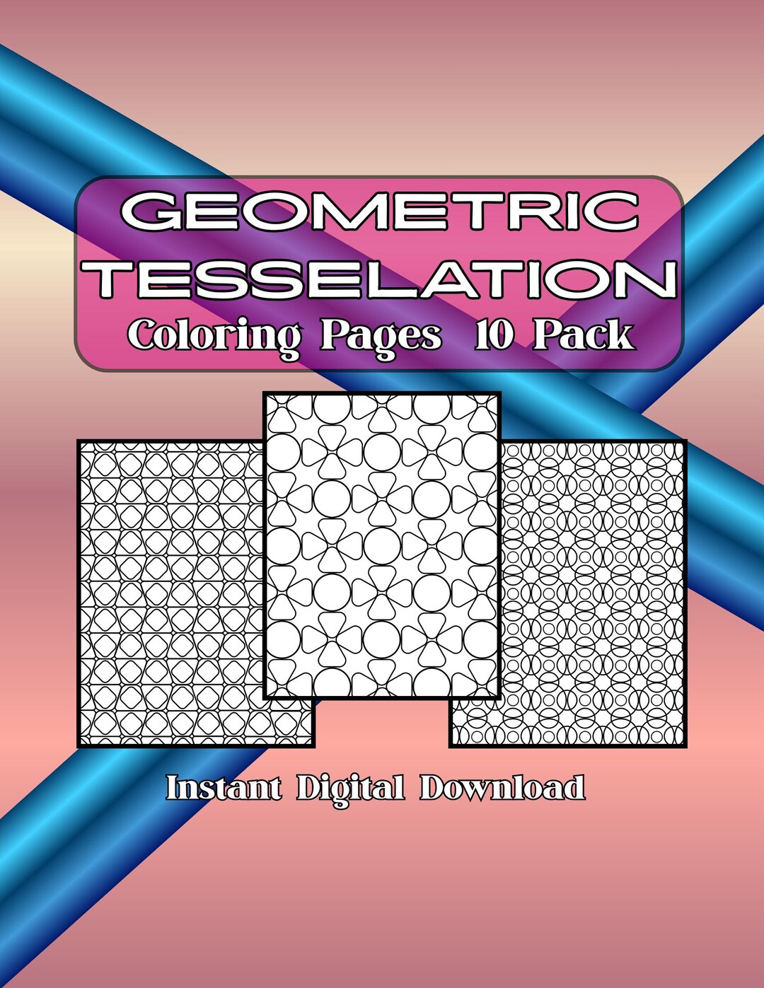 Geometric Tessellation Coloring Pages: Abstract Patterns (digital ...