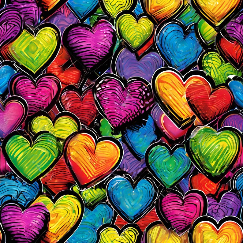 Rainbow Hearts SVG Images: Commercial Use Designs (digital Download) - Etsy