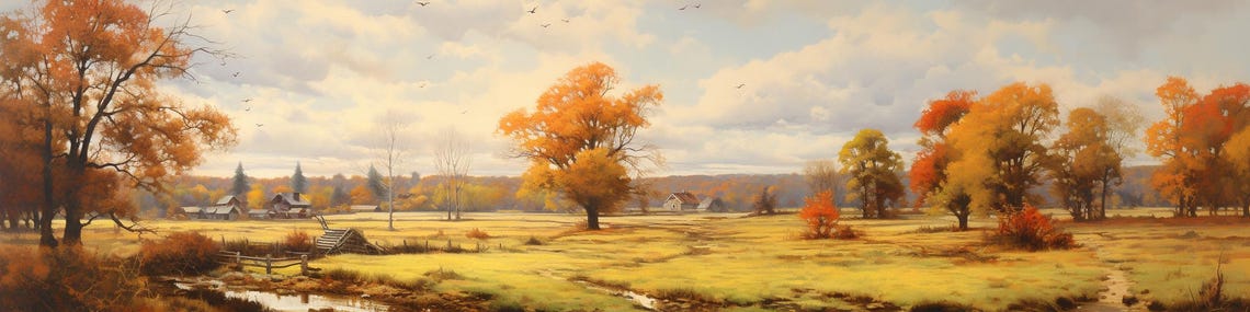 Fall Afternoon Landscape PNG Images: Autumn Etsy Banner Art (digital ...
