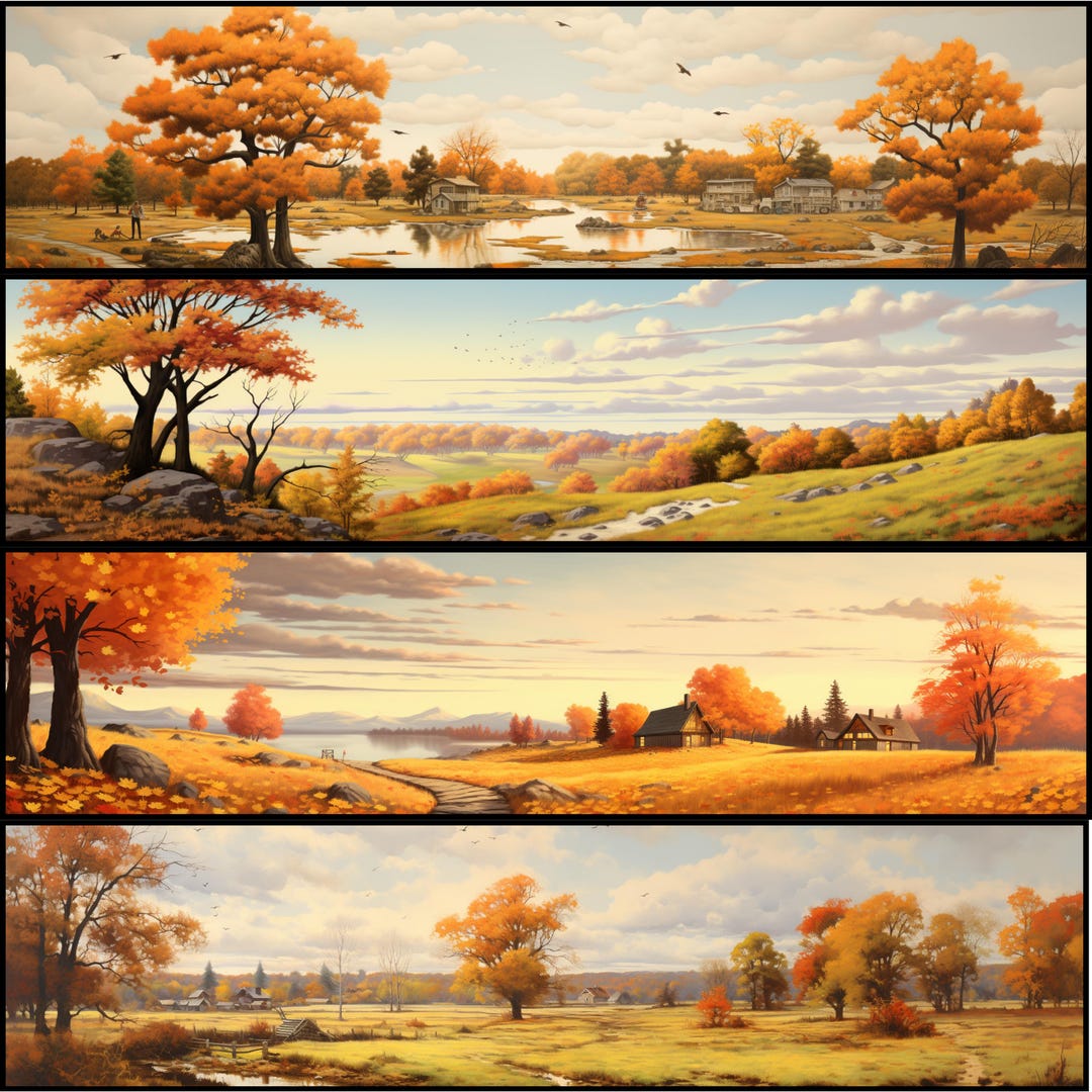 Fall Afternoon Landscape PNG Images: Autumn Etsy Banner Art (digital ...