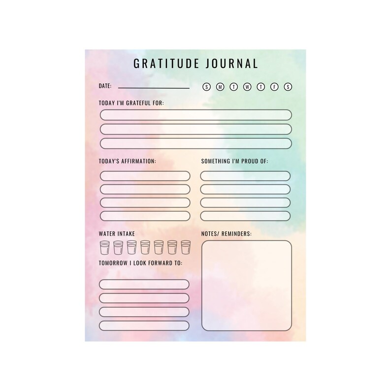 Gratitude Journal Page Set: Teal, Purple, Pink (PDF Download) - Etsy