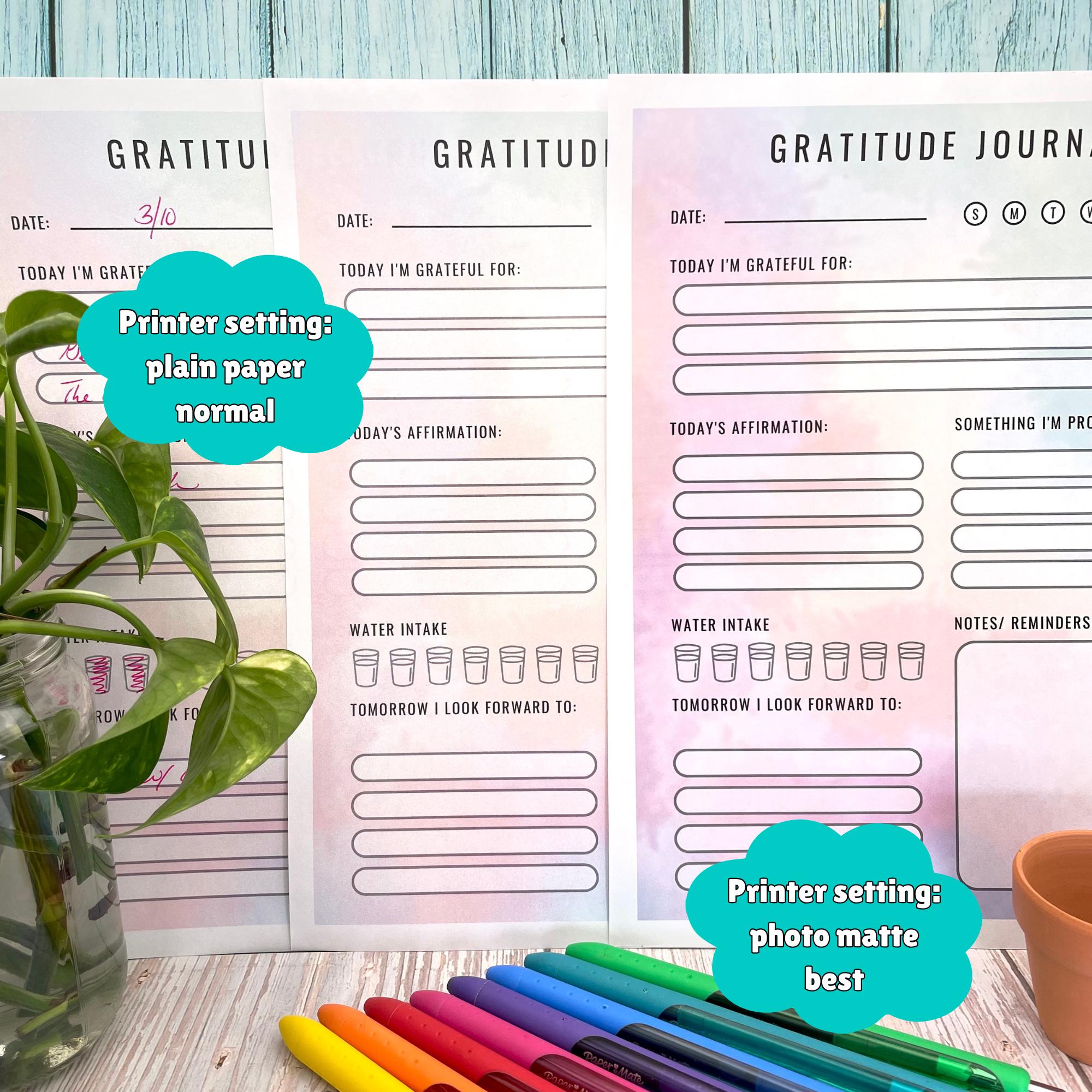 Gratitude Journal Page Set: Teal, Purple, Pink (PDF Download) - Etsy