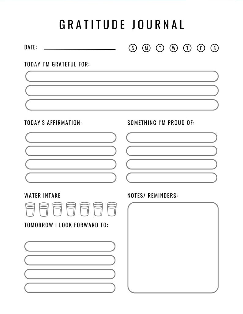 Gratitude Journal Page: Daily Planner, To-do List (PDF File) - Etsy
