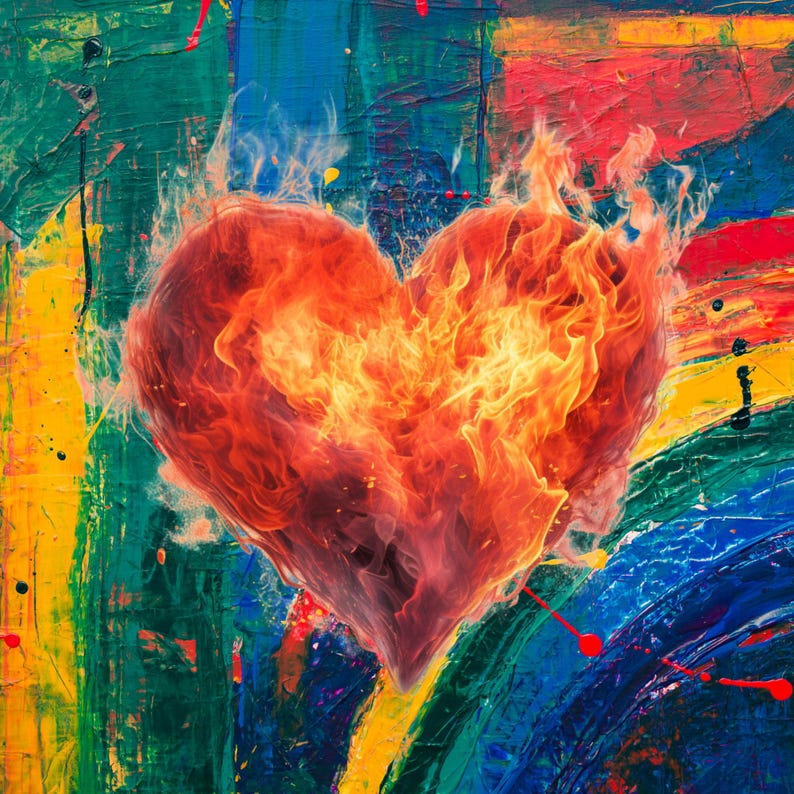 Heart on Fire Download, Valentine's Day Cardmaking, Print on Demand ...