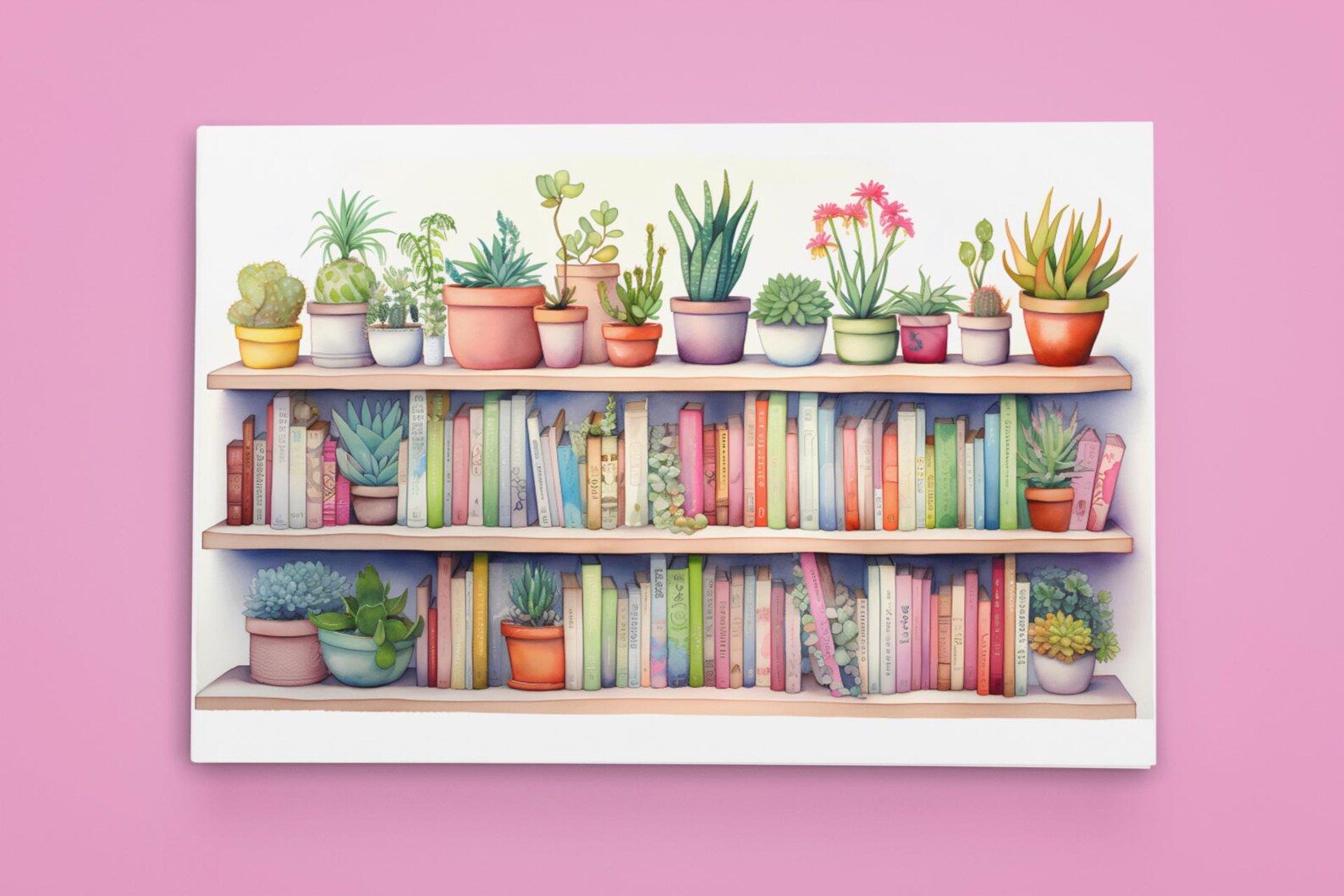 Books and Plants Digital Print, Watercolor Rendering, Digital Download ...