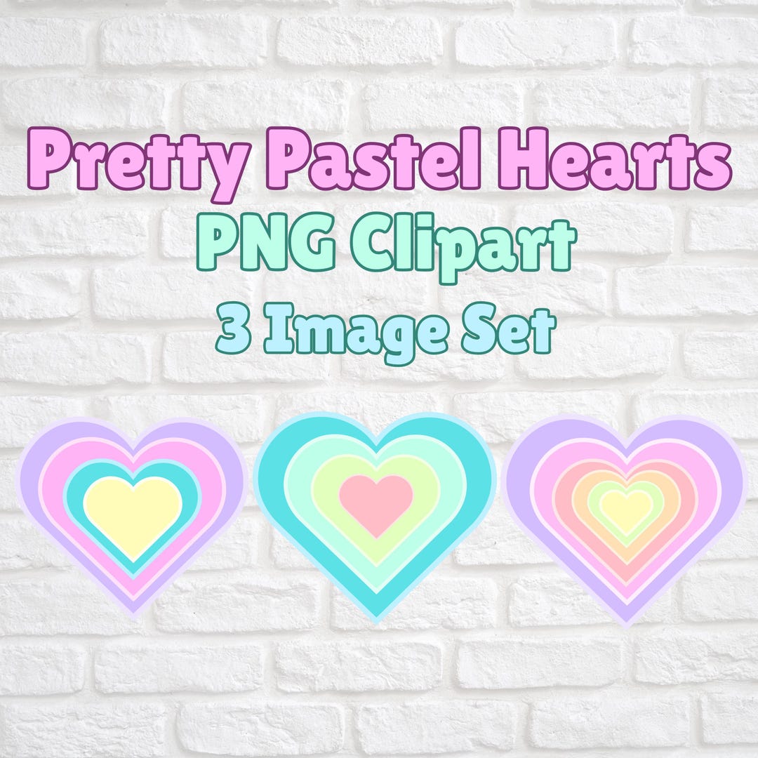 Pastel Hearts Clipart: Romantic Overlapping PNG Designs (digital ...