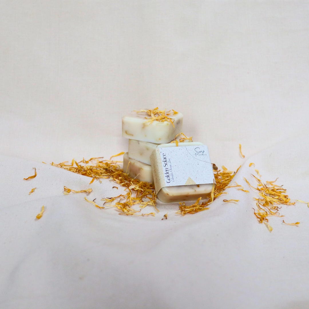 Calendula Solid Soap: Natural, Vegan, Hand-made Mini Bar With Lemon ...