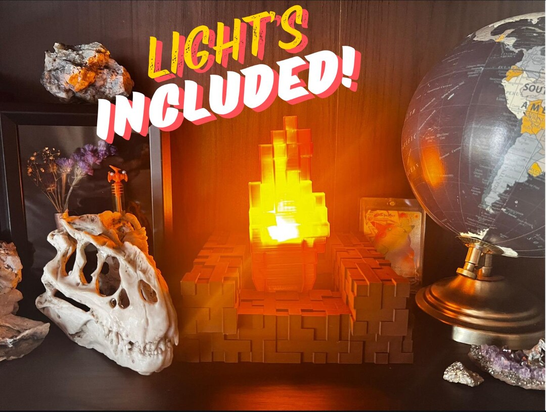 Pixelated Campfire Night Light – Minecraft‑style Desk Gift - Etsy