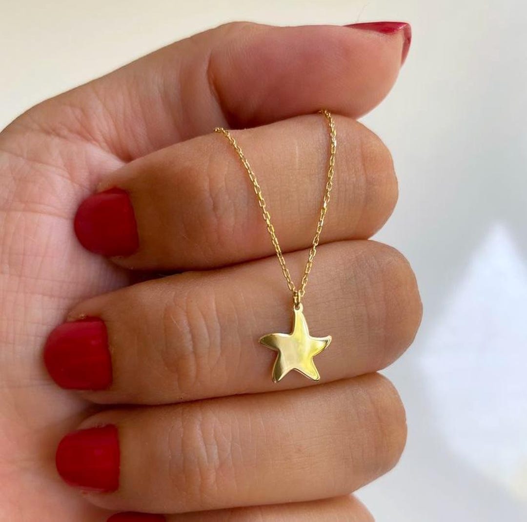 14k Solid Gold Mini Star Neclace,minimalist Celestial Jewelry,star ...